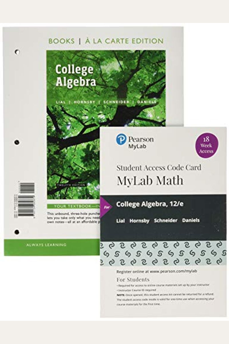 Buy College Algebra Loose Leaf Edition Plus Mylab Math With Pearson