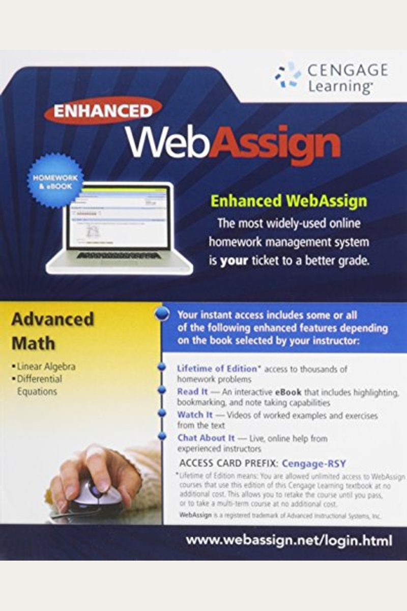 Buy ADVANCED MATH WEBASSIGN-ACCESS Book By: Cengage