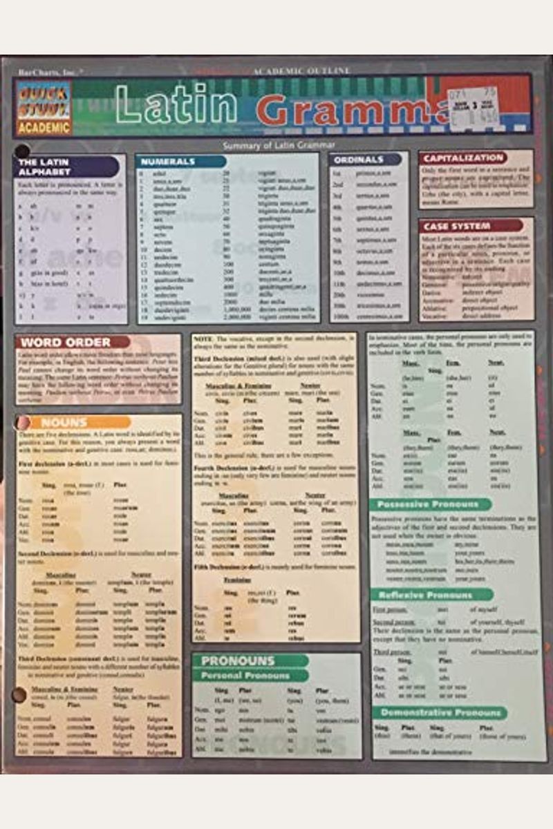 Buy Latin Grammar Book By: Barcharts Inc