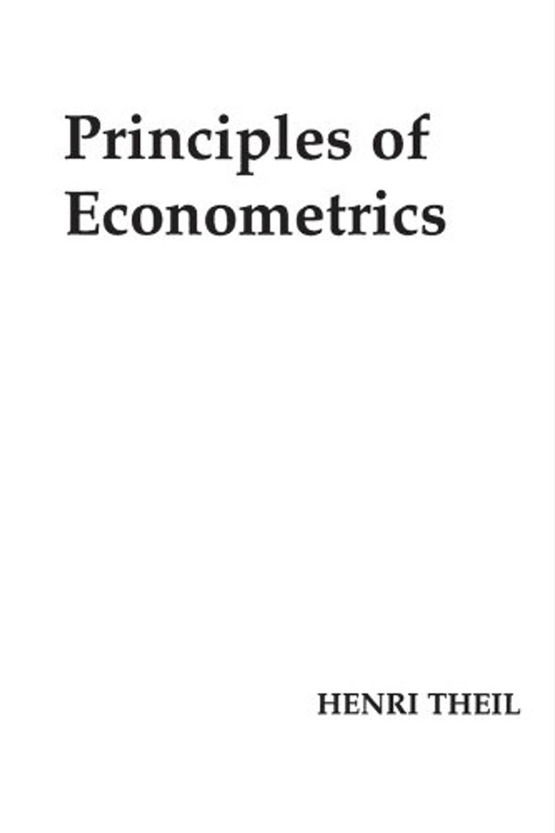 Buy Principles Of Econometrics Book By Henri Theil